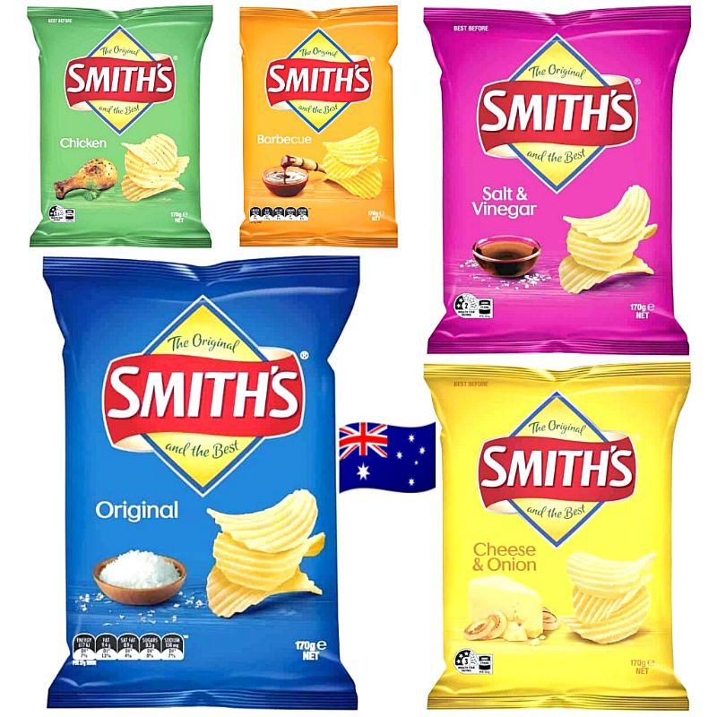 Smith's Crinkle Cut Potato Chips 90g / Salt Vinegar / Cheese Onion ...