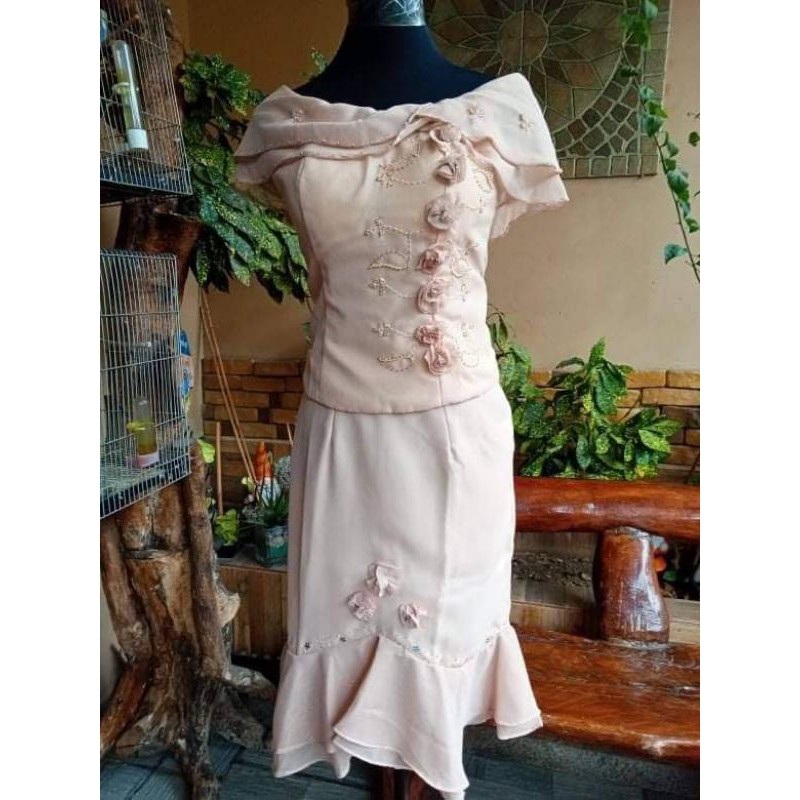 Terno Filipiniana with roses (anne) | Shopee Singapore