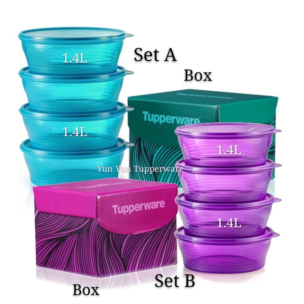 Tupperware Big Wonder (4PCS) 1.4L with Box - Set A (Turquoise) or Set B ...