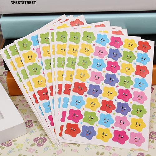 10 Sheets Smile Stars Decal School Children Kids Teacher Label Reward ...