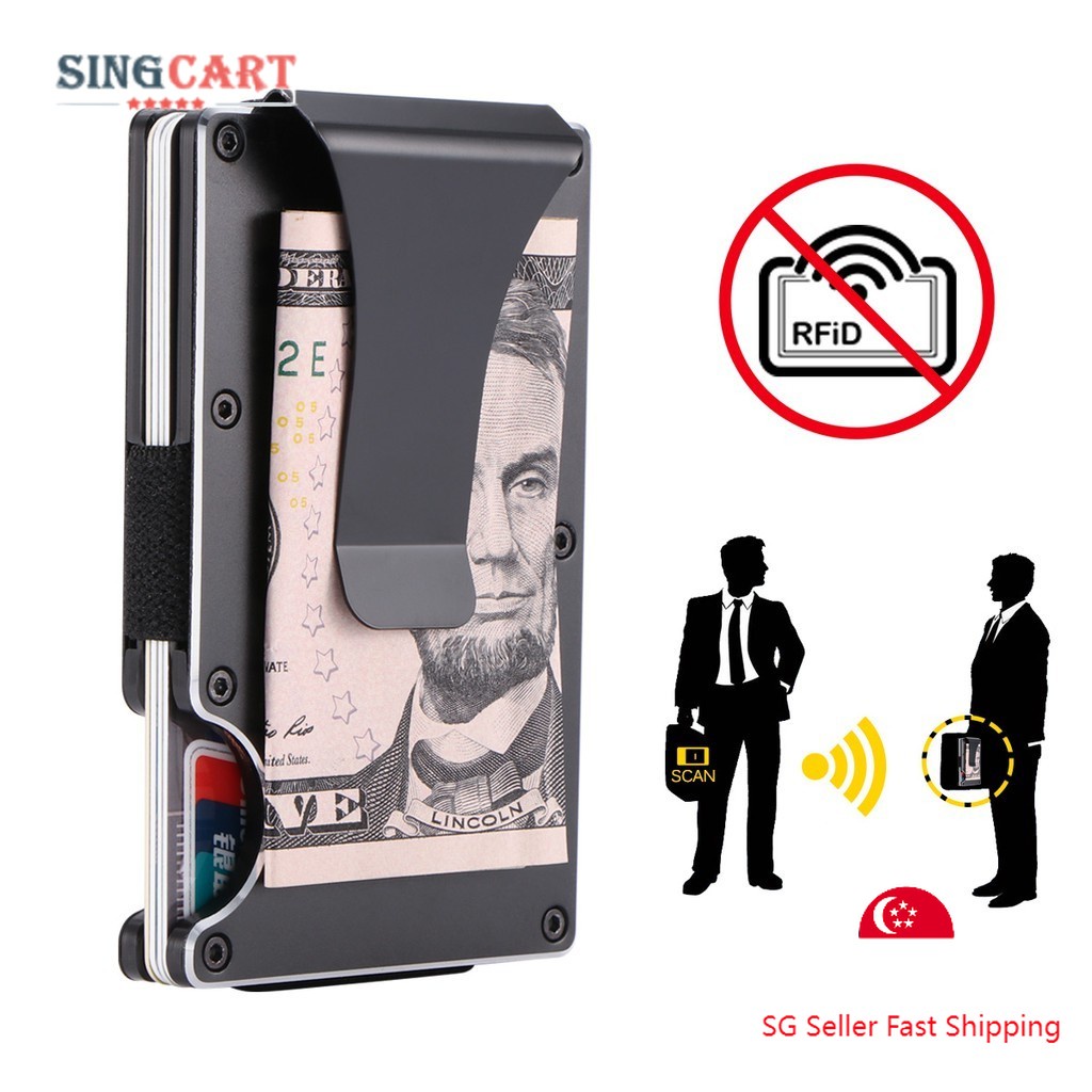 [SG Local Seller] Metal Wallet Money Clip ID Credit Card Holder RFID ...