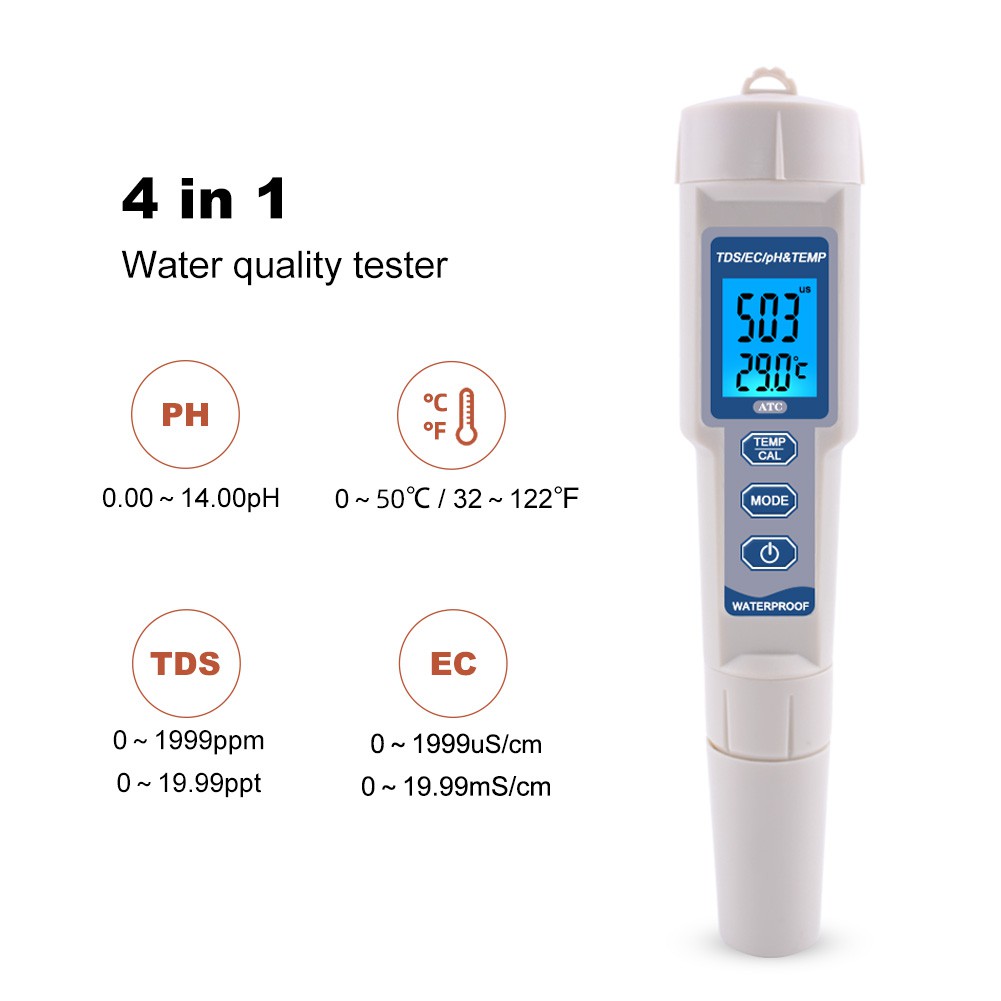YAGO Pen-type PH meter TDS/EC/PH/temperature four-in-one water quality ...