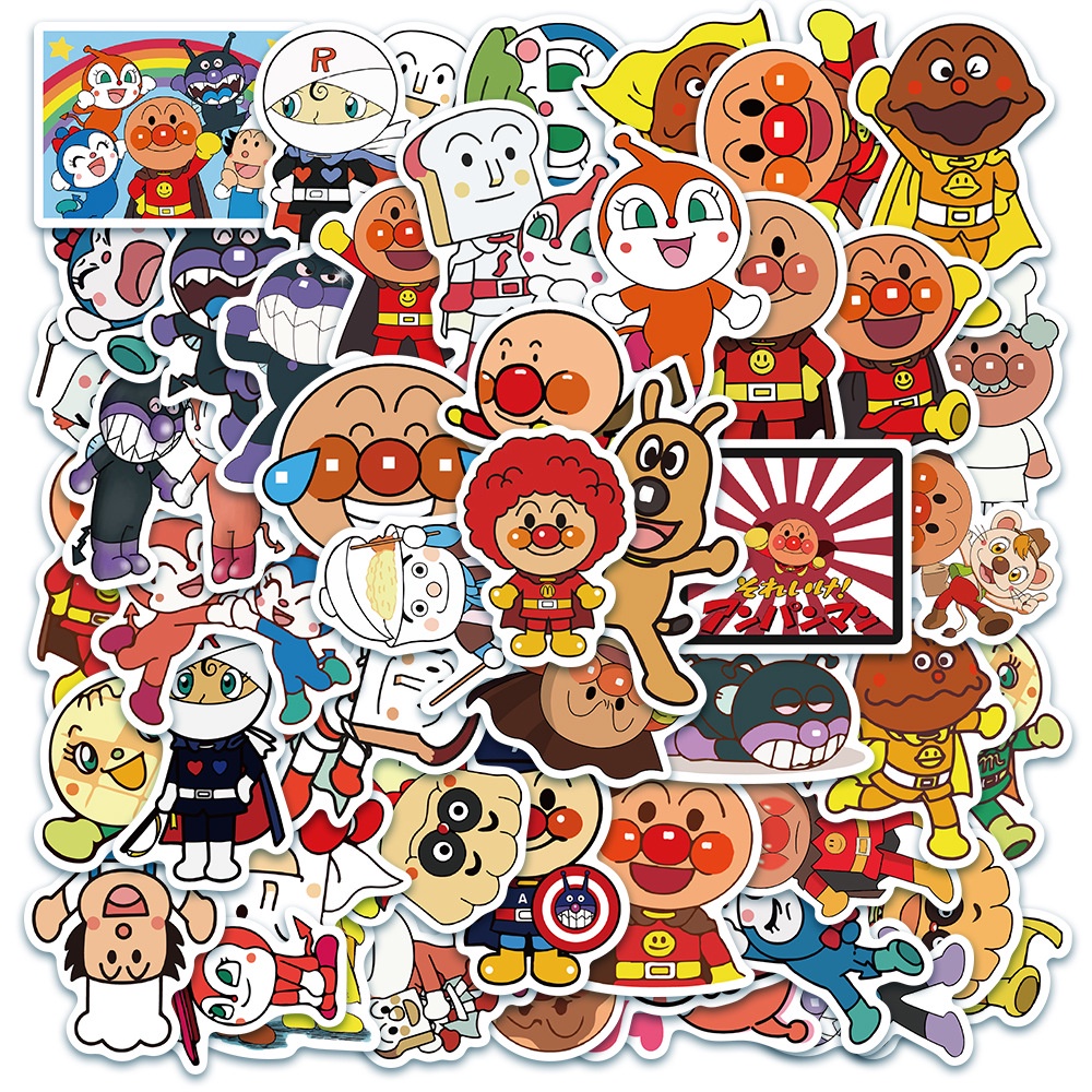 50 pcs Anpanman Cute Cartoon Anime Waterproof PVC Stickers | Shopee ...
