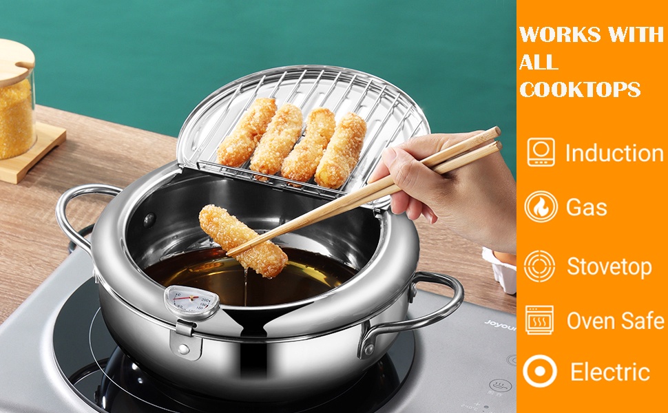 【SG】304 Stainless Steel Japanese Tempura Deep Fryer Frying Pot with ...
