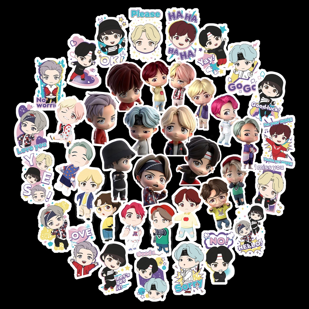40pcs BTS" TINYTAN ANIMATION CARTOON STICKER KPOP CUTE WATERPROOF ...
