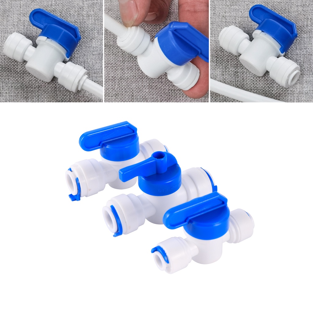 RO Plastic Ball Valve 1/4" 3/8" 1/2" OD Hose Quick Connect Male/Female ...