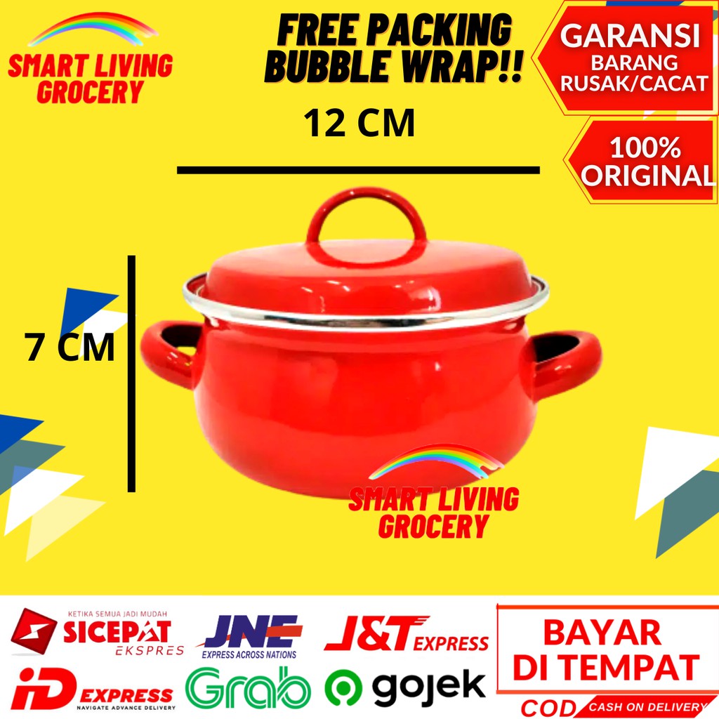 PERALATAN MERAH Small Enamel Sauce Pan 12cm Red Pan Cooking Set Mini ...