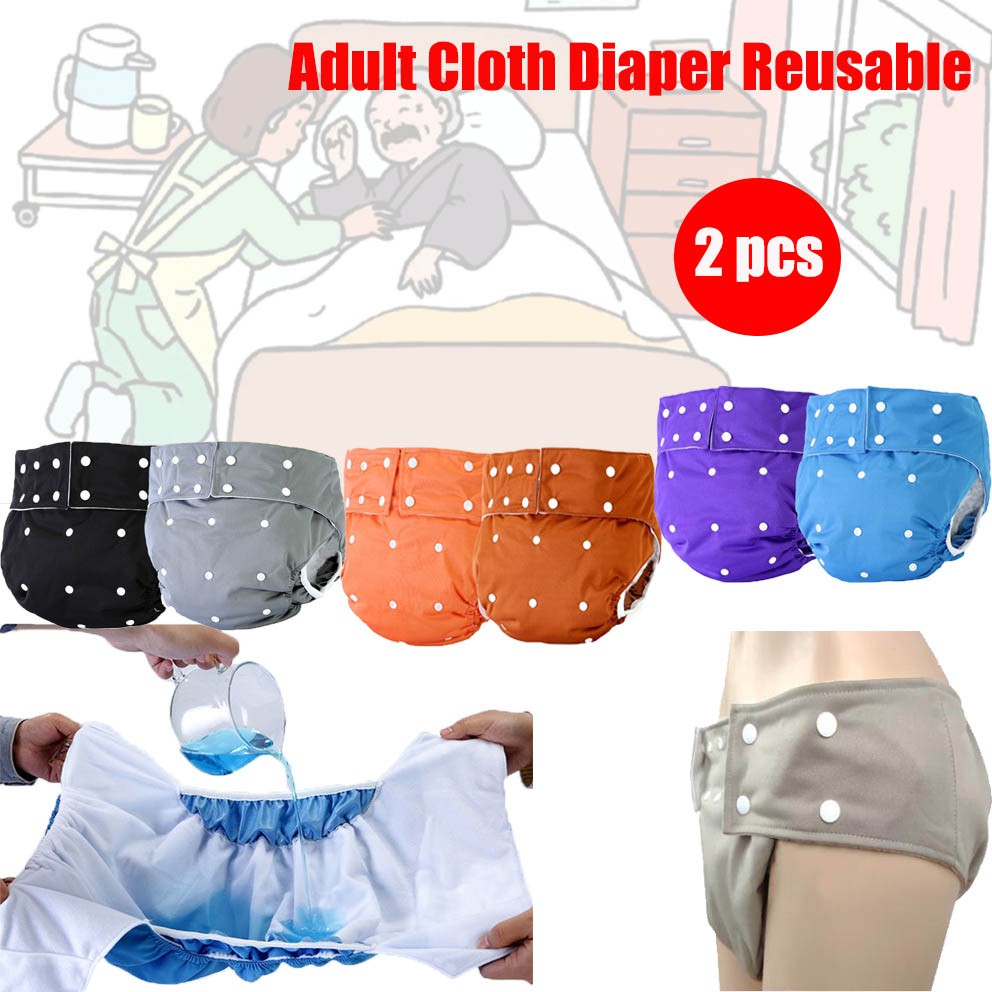 （Two pieces）Adult Cloth Diaper Reusable Adults Diaper Waterproof ...
