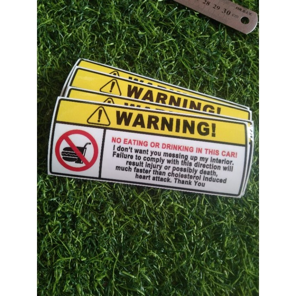 CAR STICKER FOOD WARNING dashboard warning | Shopee Singapore