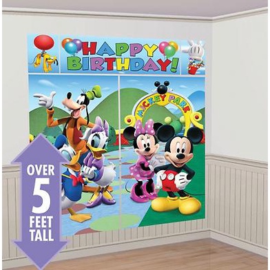 Giant Mickey Mouse Birthday Wall Scene Setter Backdrop Decoration - 5 ...