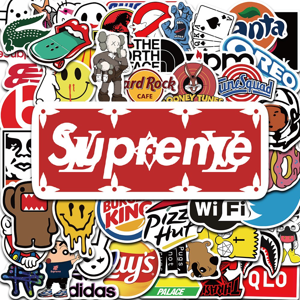 50pcs Cool Fashion Brand Logo Stickers Aesthetic Skateboard Laptop ...