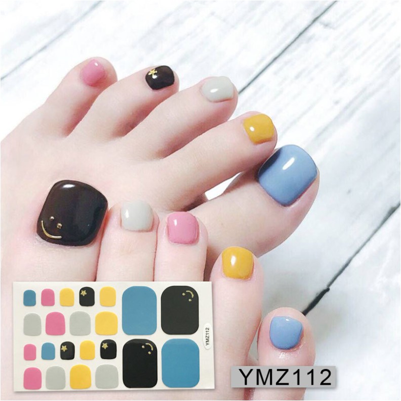 Korea Fashion Foot Nail Stickers 22PCS/SET Toes Sticker Waterproof Nail ...