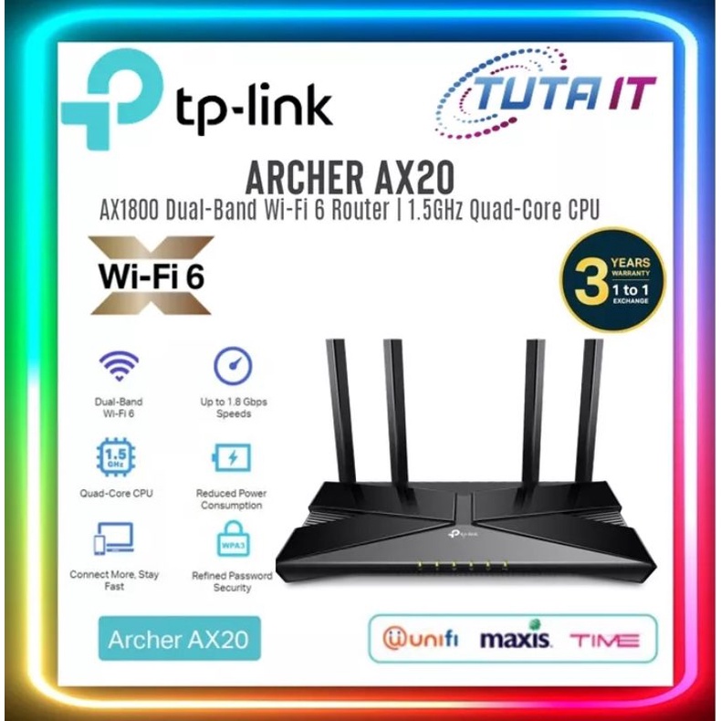 TP-Link Archer AX20 AX1800 Dual-Band Wi-Fi 6 Router | Shopee Singapore
