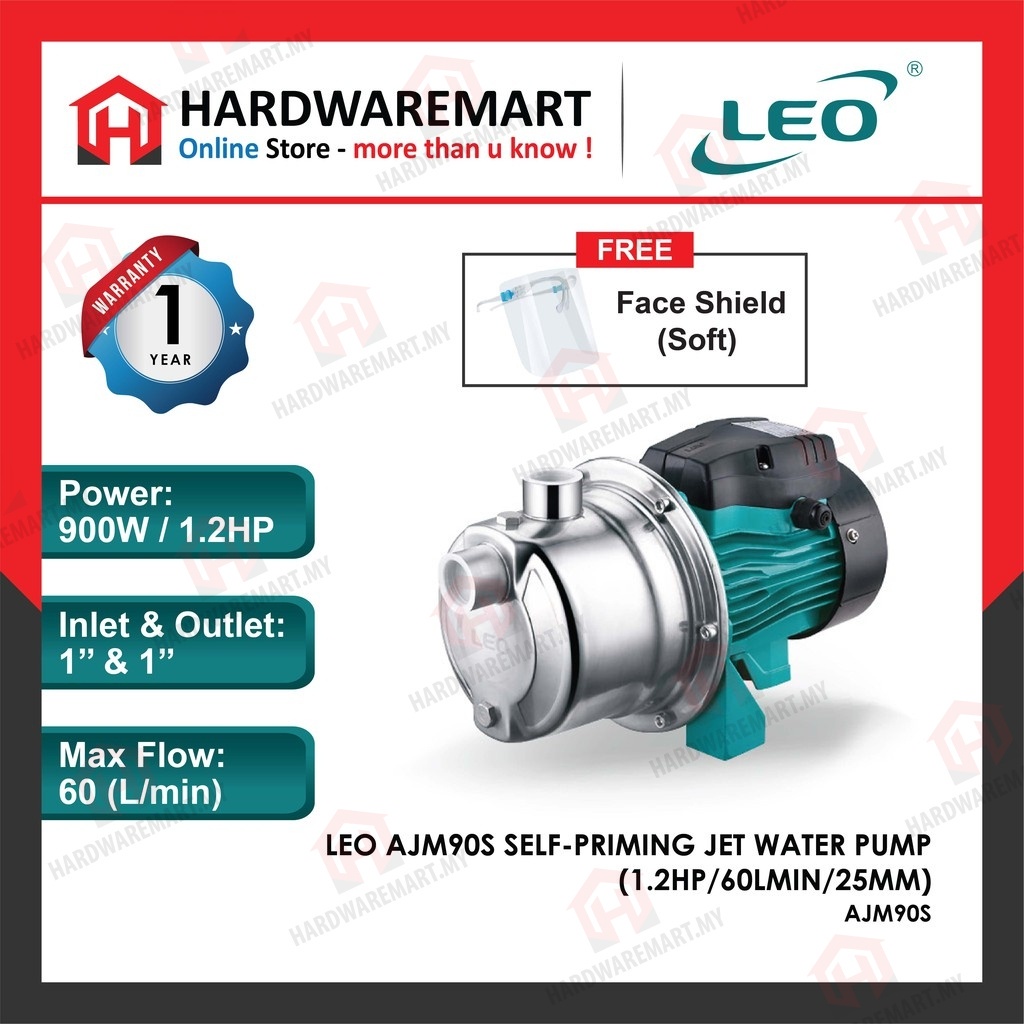 LEO AJM90S SELF-PRIMING JET WATER PUMP Pam Air 水泵 [1 phase] (1.2HP ...