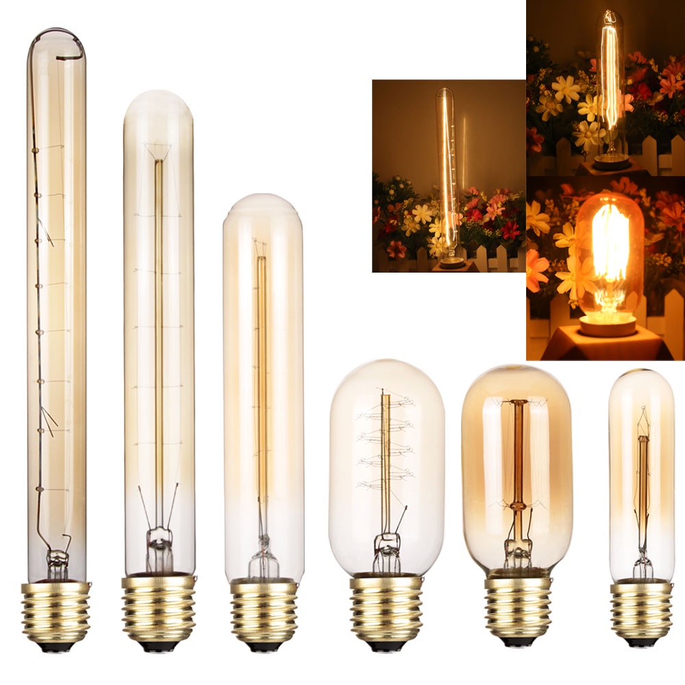 E27 Dimmable Vintage Edison Bulb Retro Lamp 40W T185 T225 T300 T45 ...