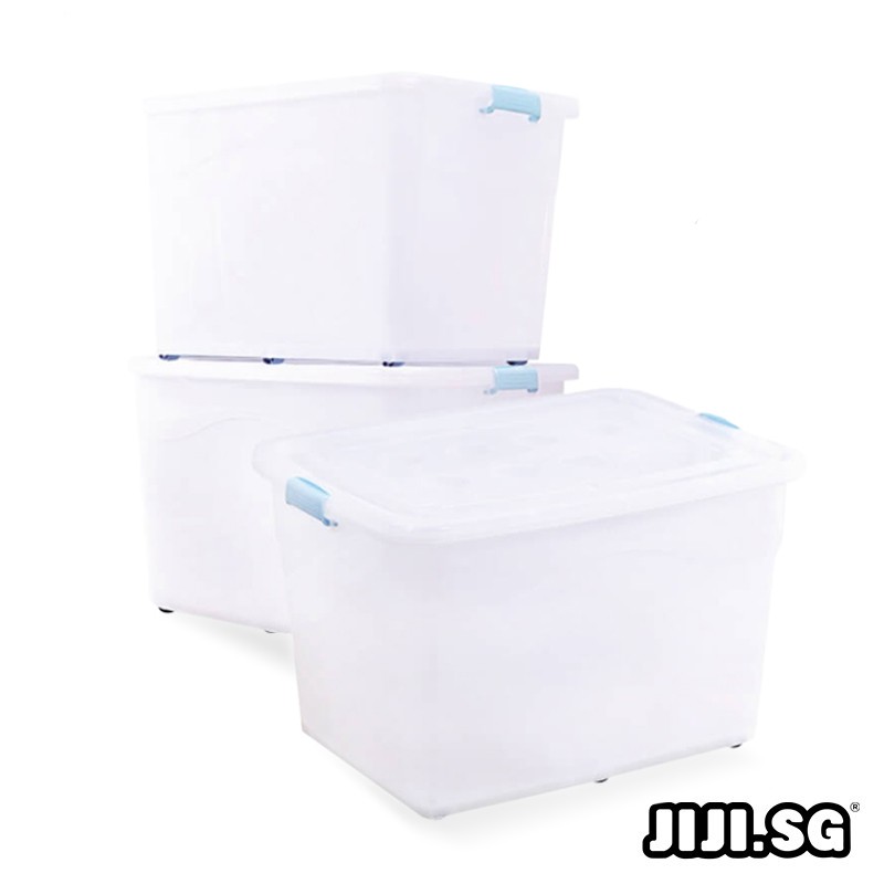(JIJI SG) TRANSPARENT Storage Container - Stacking Storage Box 40L 65L ...
