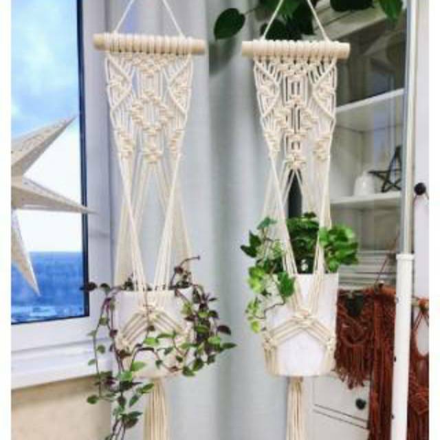 macrame plant hanger/makrame pot gantung no 56 | Shopee Singapore