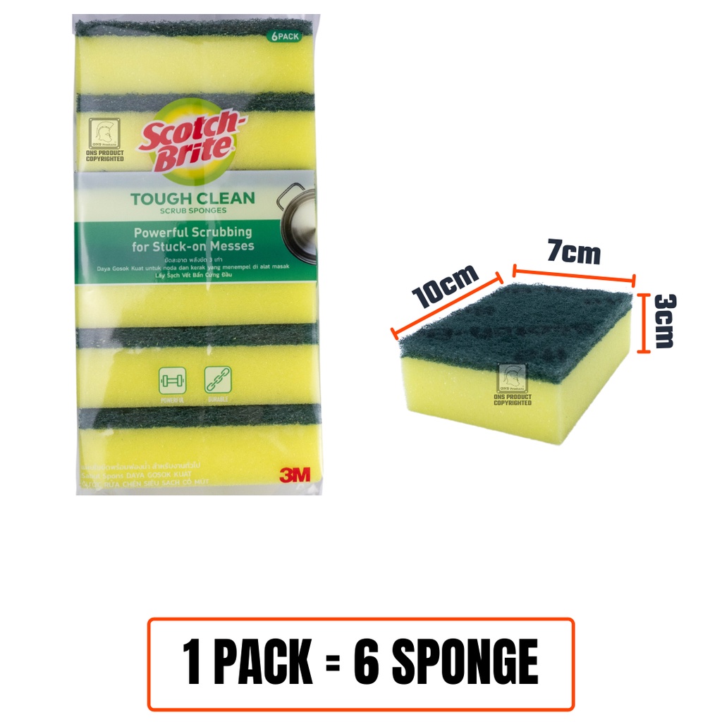 3M Scotch-Brite Sponge Anti-Bacterial Non Scratch Washing Sponge Dish ...