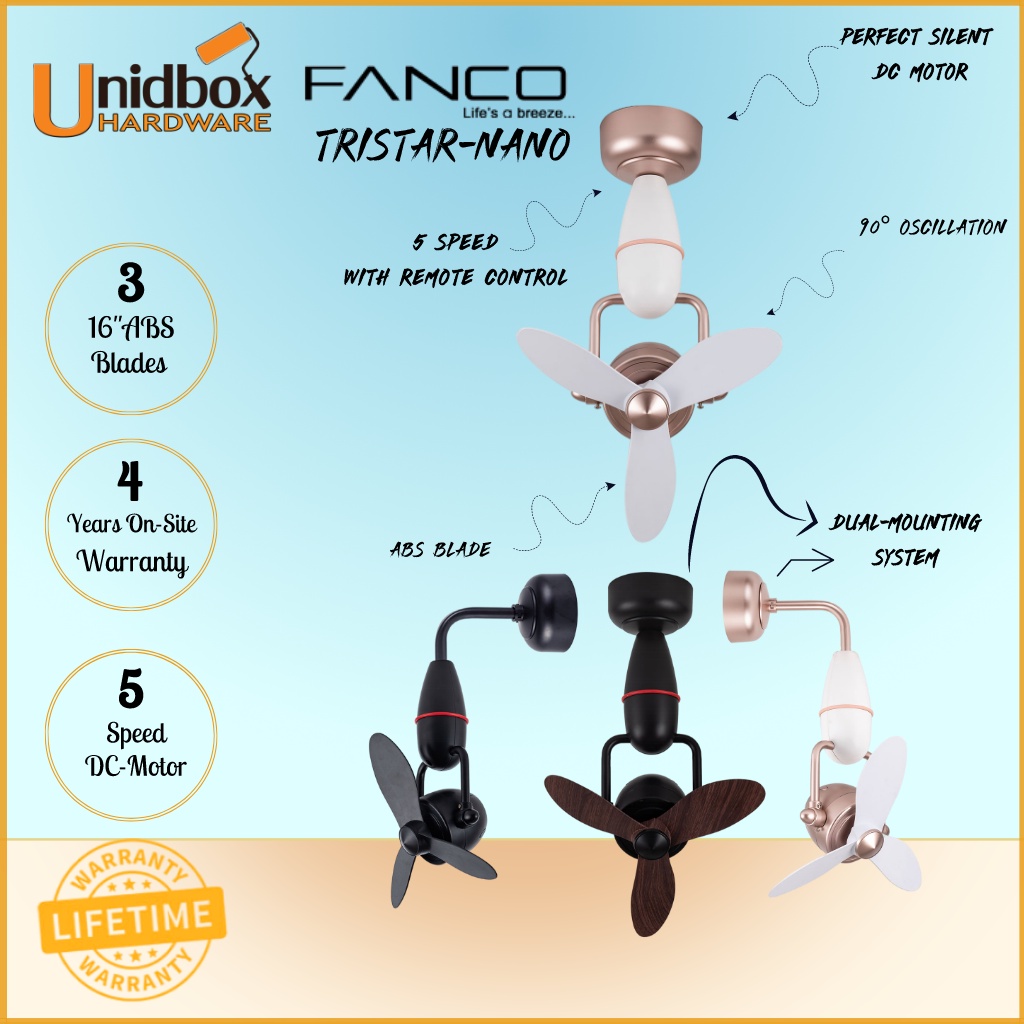 Fanco Corner Fan NANO 16 inch (Ceiling + Wall Mounting)/Fanco Tristar ...