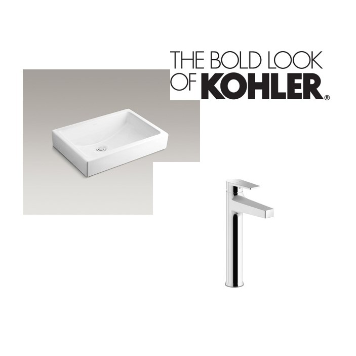 KOHLER Ladena Counter top basin Bundle With taut tall Mixer tap ...