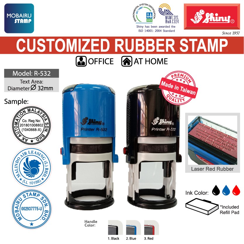 *SAME DAY POS* SHINY Customized Round Rubber Stamps - Self Inking ...