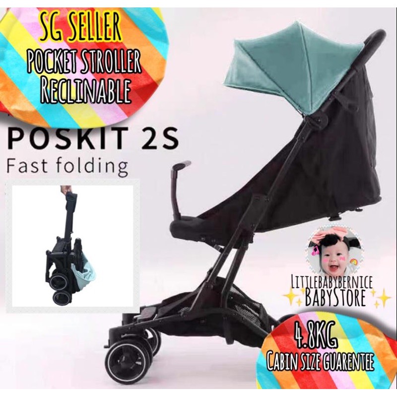 [INSTOCK] SUPER COMPACT! RECLINABLE BABY POCKET STROLLER | Shopee Singapore