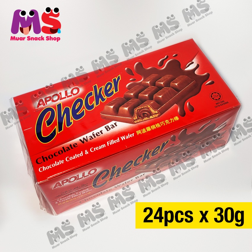 Apollo Checker Chocolate Wafer Bar 24pcsx30g 棋格巧克力棒 | Shopee Singapore