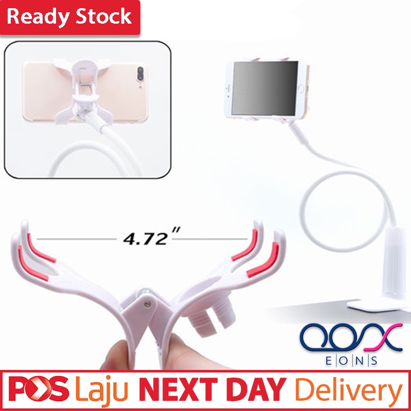 SCREW LOCK 360 Rotation Long Arm Phone Holder Stand Flexible Mobile ...