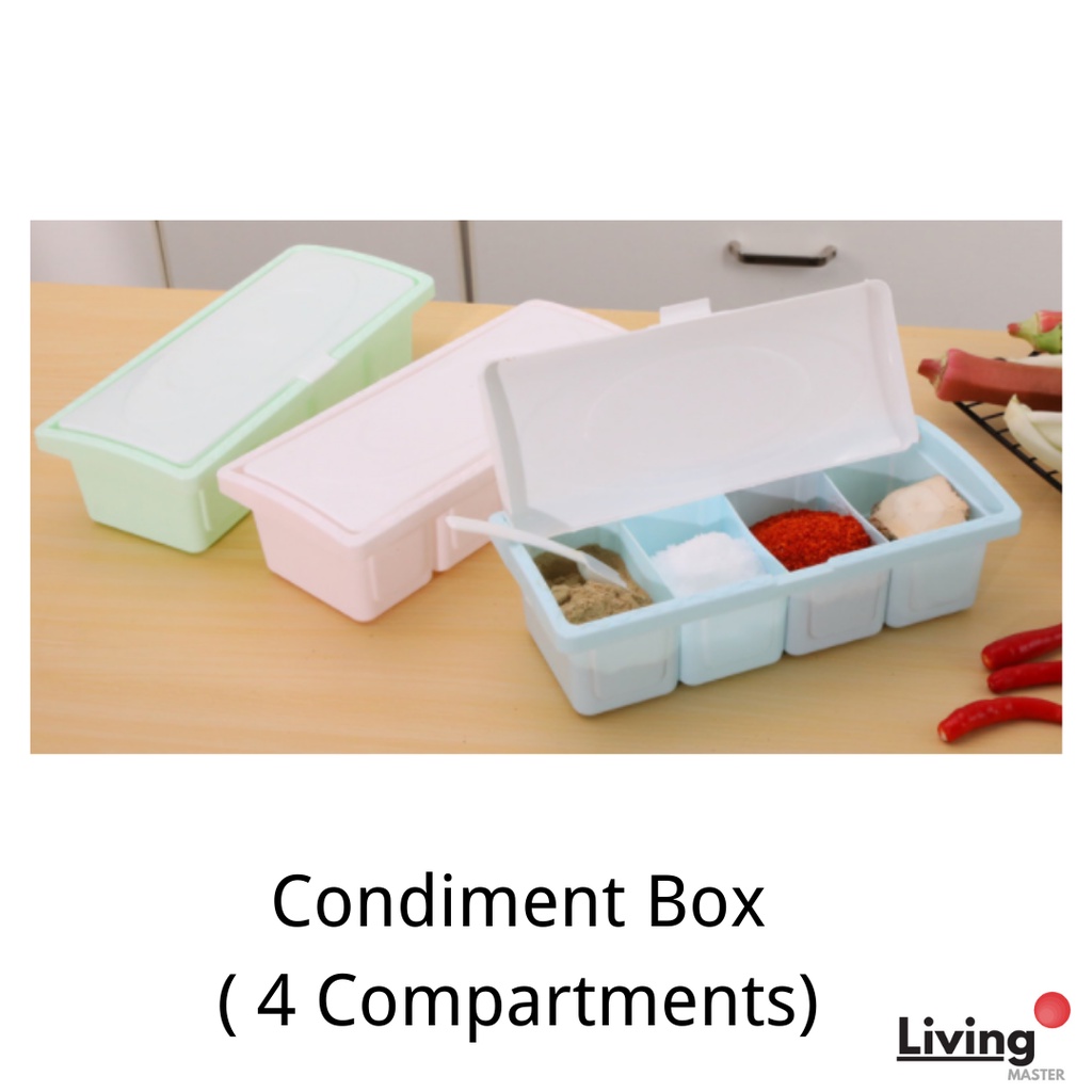 Condiment Box with Cover ( 1box 4 part) Seasoning Box Seasoning Storage ...