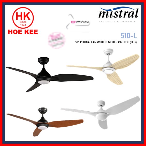 Mistral D'Fan 510-L 50 inch Ceiling Fan with Remote Control (LED Light ...