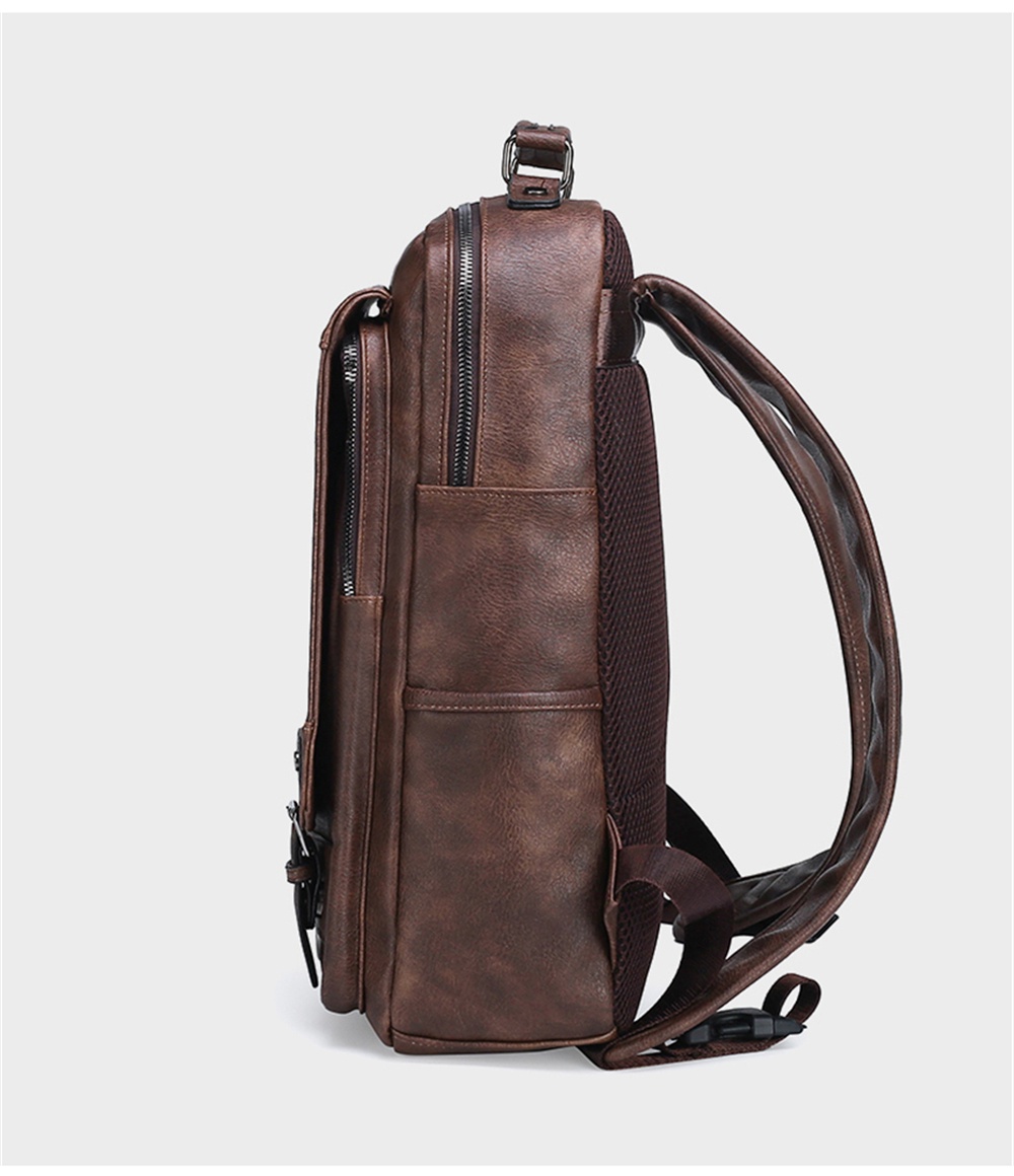 JEEP BULUO Backpack Fashion Leather Men Business Male 15.6" Laptop Bag ...