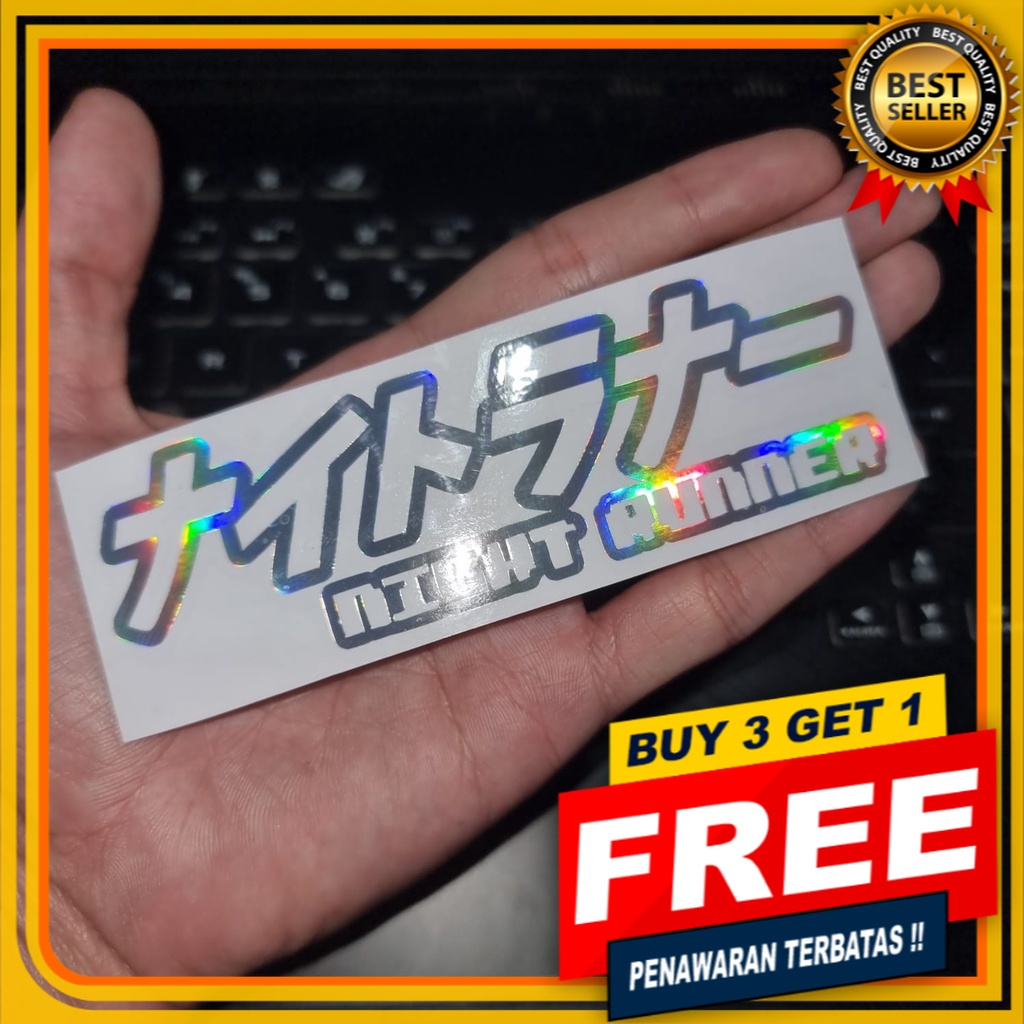 Japanese STICKER NIGHT RUNNER CUTTING MOTORCYCLE HELMET DECAL CAR GLASS ...