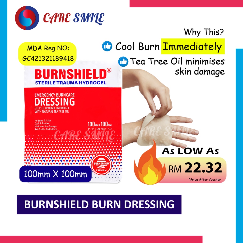 BURNSHIELD Burn Dressing 100mm First Aid Sterile Emergency Burncare ...