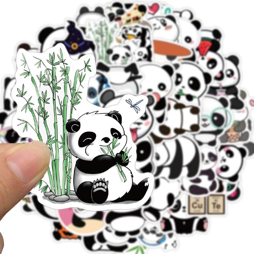 [Big Stickers] 50pcs Lovely Cartoon Stickers Panda Animal Waterproof ...