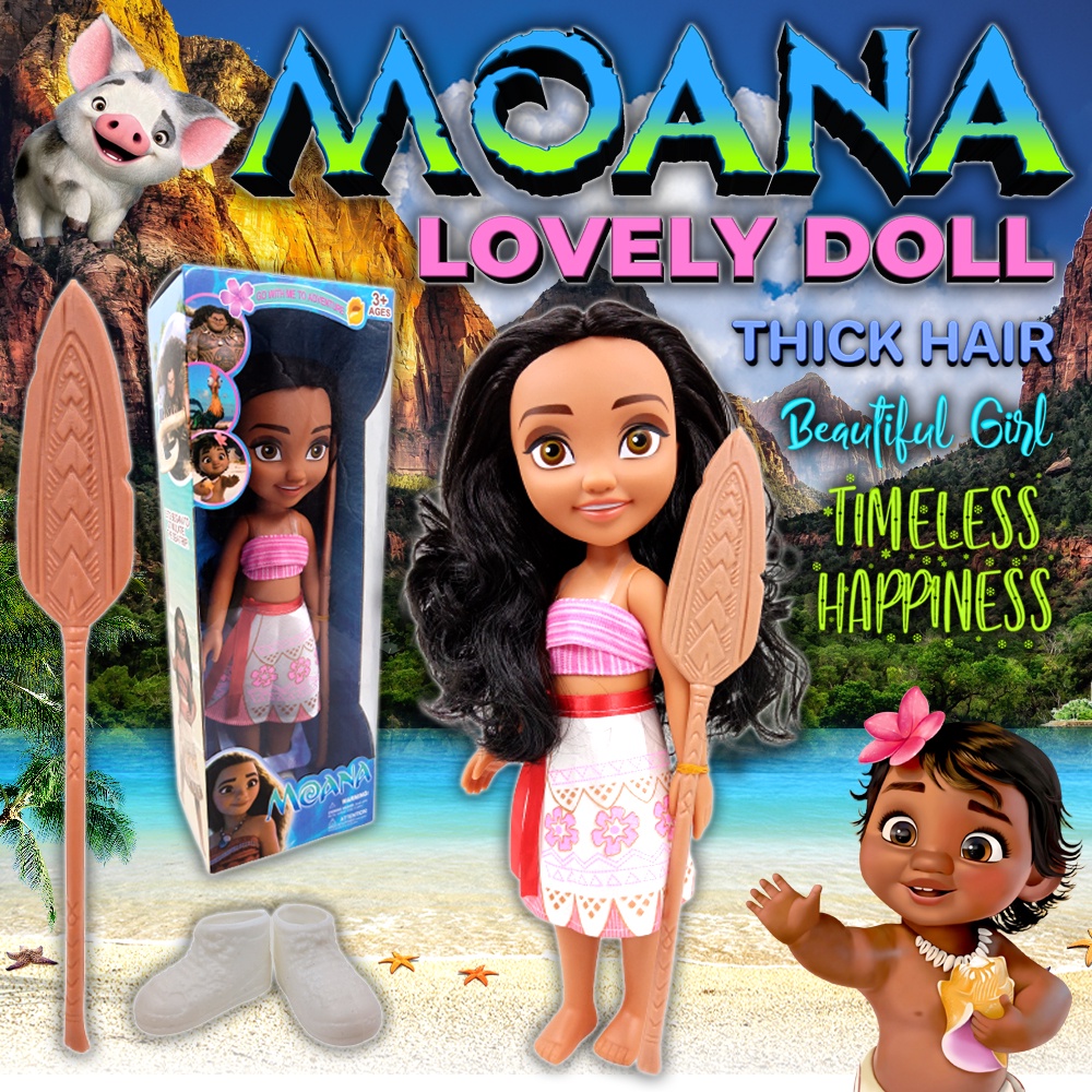 Moana Toy Doll Singing With Accessories Long thick Black Hair Toys for ...