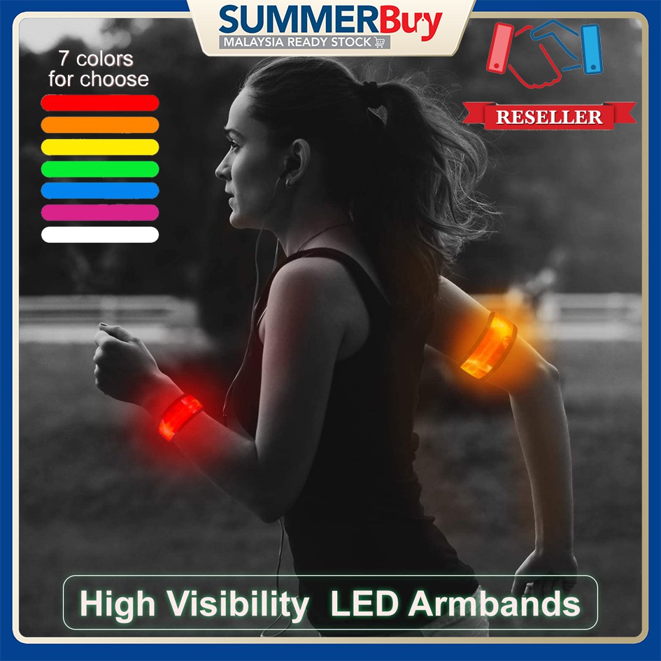 LED Light Strap Wrist Slap Armband Ankle Night Running Runner Riding ...