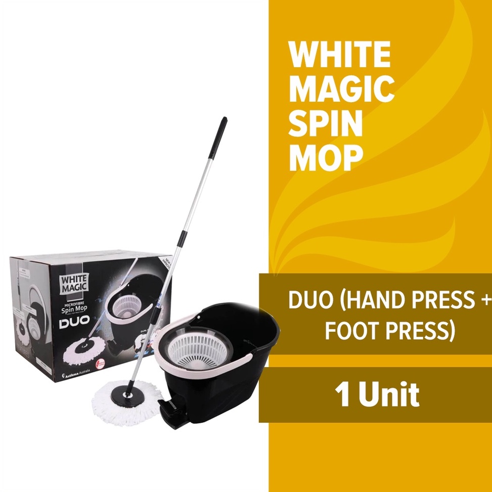 White Magic Spin Mop Duo (Hand Press + Foot Press) | Shopee Singapore