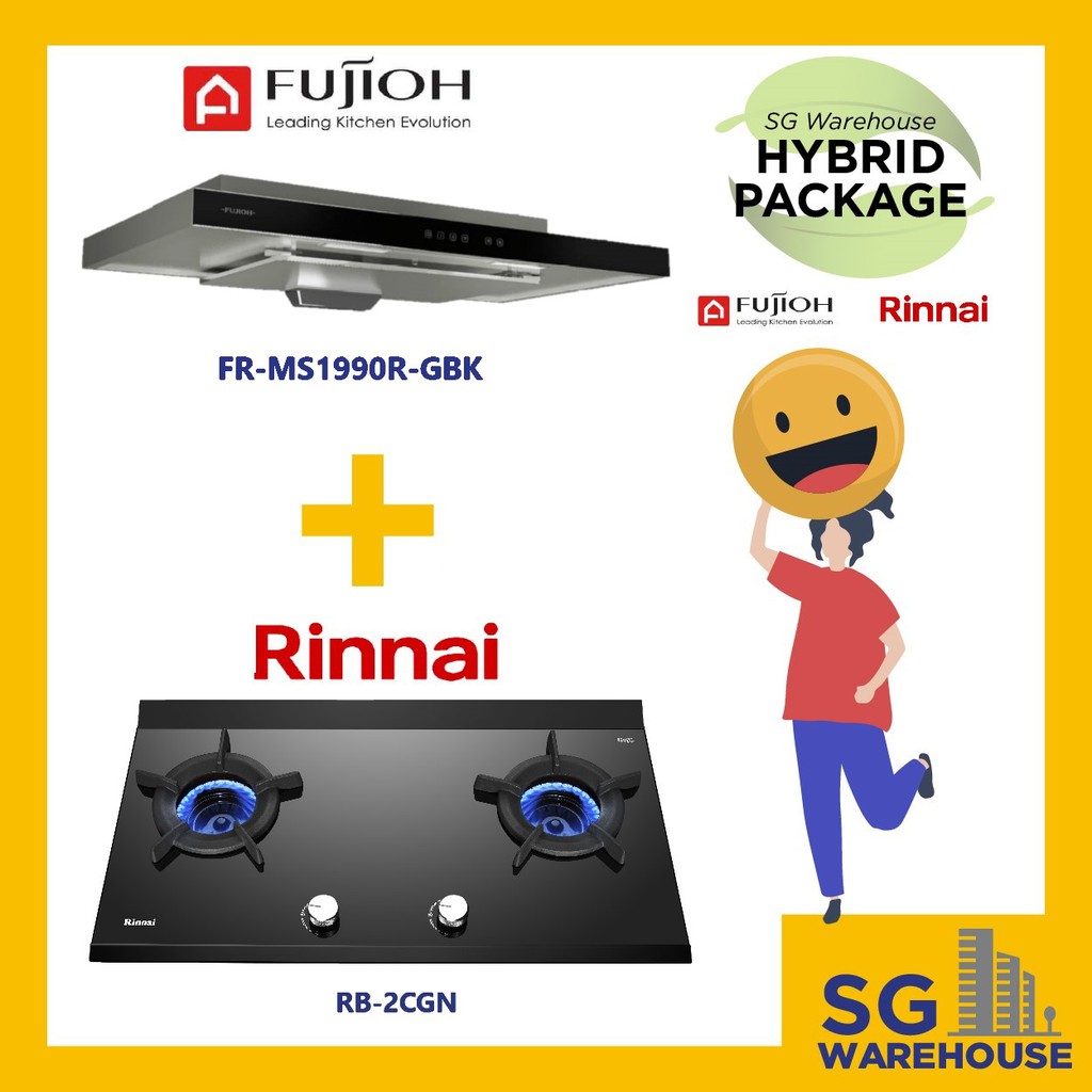 [RB-2CGN Rinnai Cooker Hob & FR-MS1990R-GBK Fujioh Hood] HYBRID COMBO | Shopee Singapore