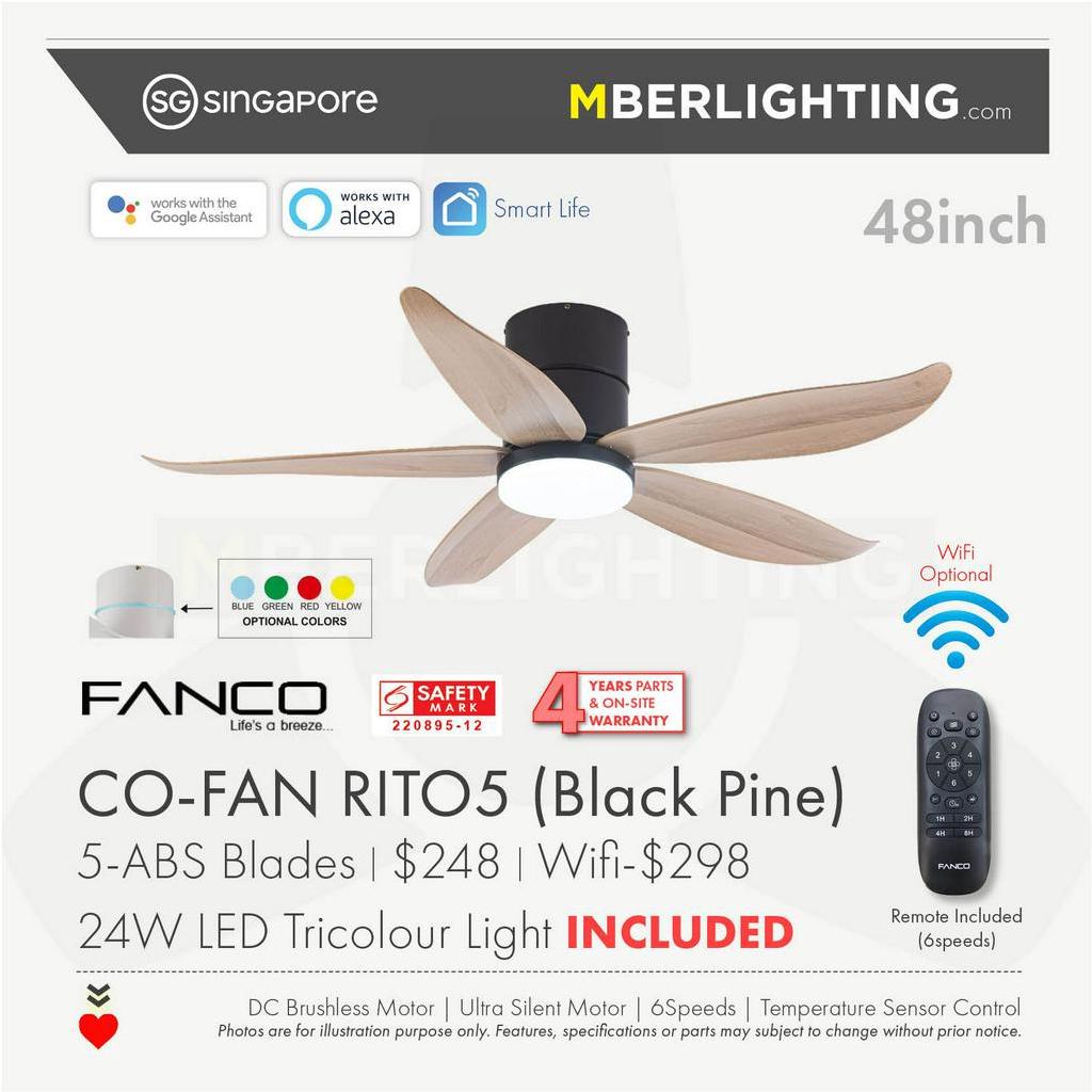 [Must Choose] FANCO Rito-5 48/54'' Smart Wi-Fi Ceiling Fan with Remote ...