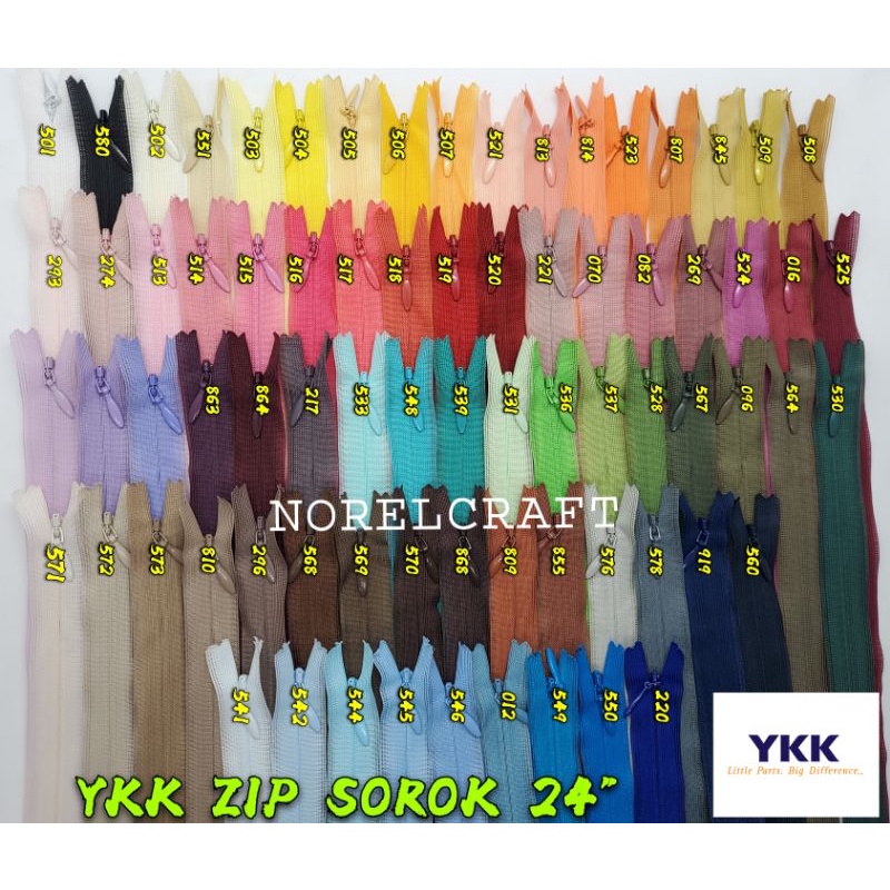 [12PCS] 8"-24" YKK INVISIBLE ZIPPER/ YKK ZIP SOROK / YKK ZIP SEMBUNYI/YKK HIDDEN ZIP/YKK ZIP ...