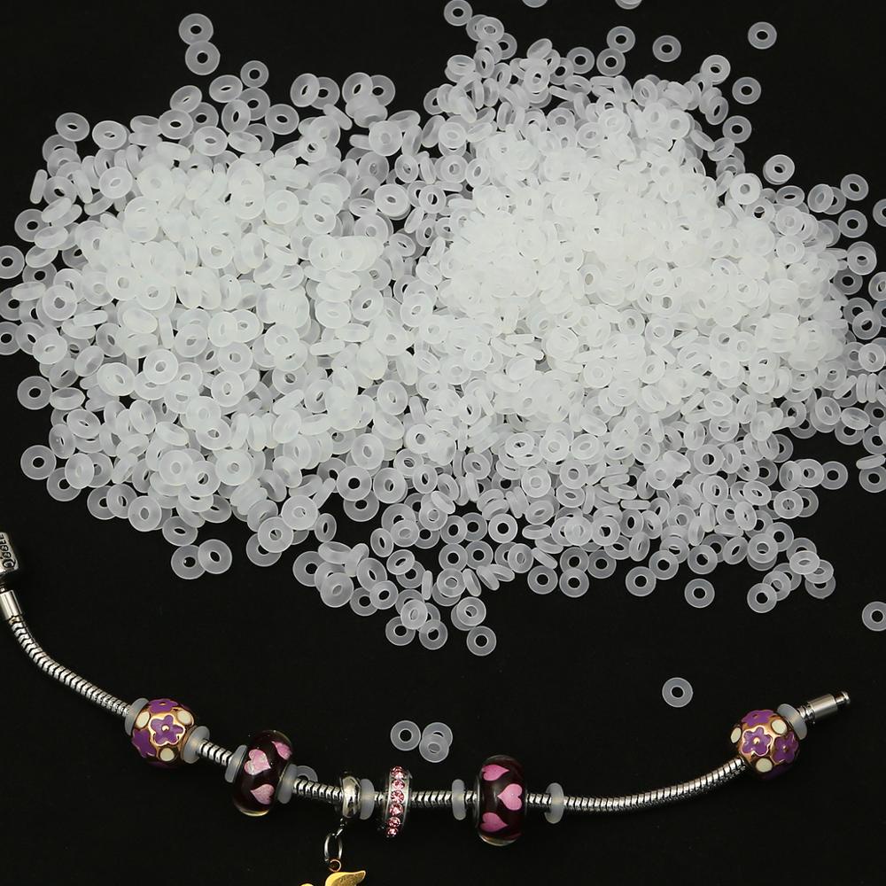 25Pcs/Lot White Rubber Clip Charms Safety Stopper Silicone Spacer Bead ...