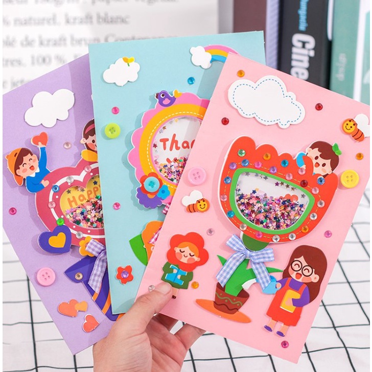 DIY greeting card/2D, 3D, creative, easy beautiful/dry flower/Teacher's ...