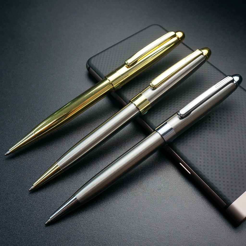 Twist Ballpoint Pens Stainless Steel Retractable Ball Pen Smooth Gel ...