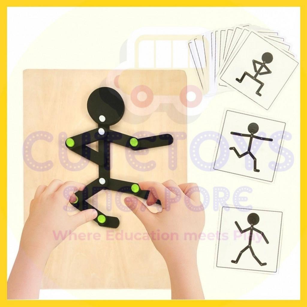 [SG STOCKS] Creative Thinking Wooden Stick Man Puzzle for Montessori ...