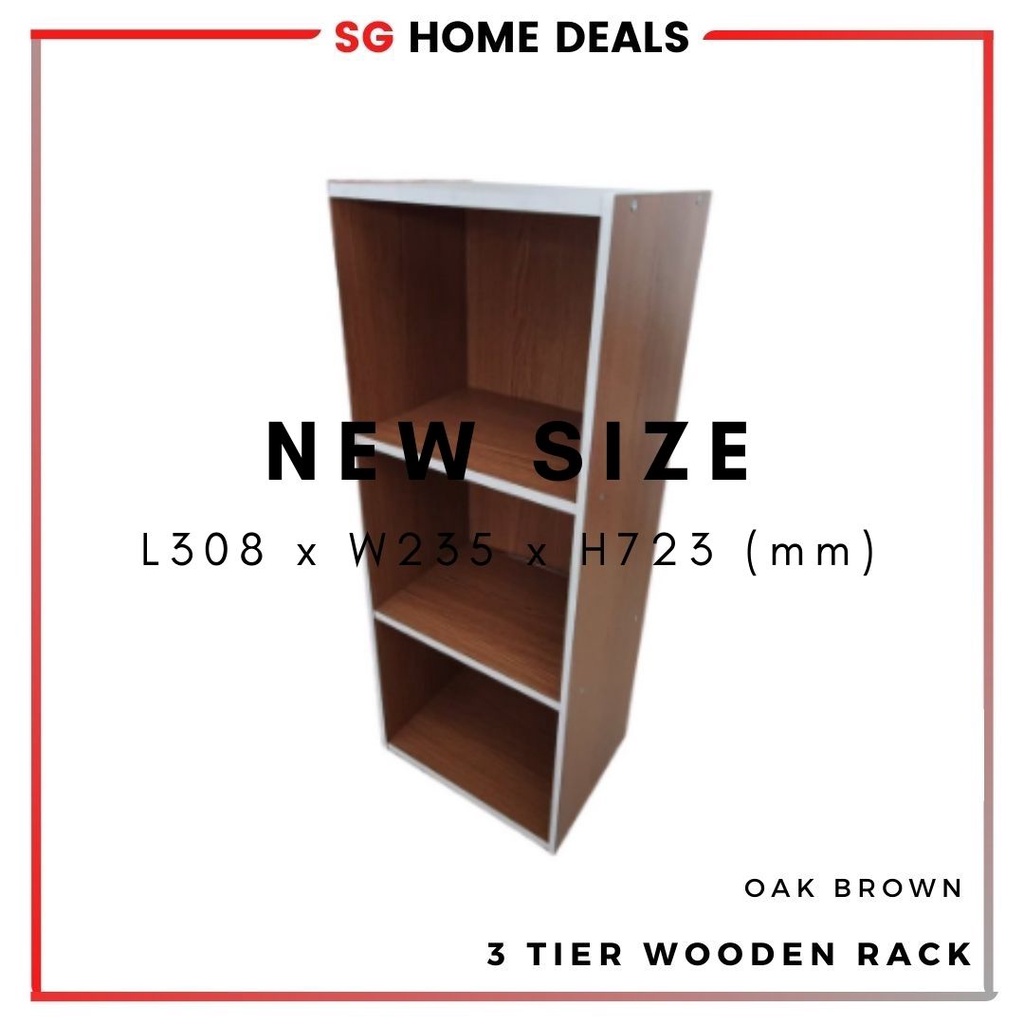 [SG STOCKS] 3 Tier Wooden Multipurpose Rack Book Shelf, Book Cabinet ...