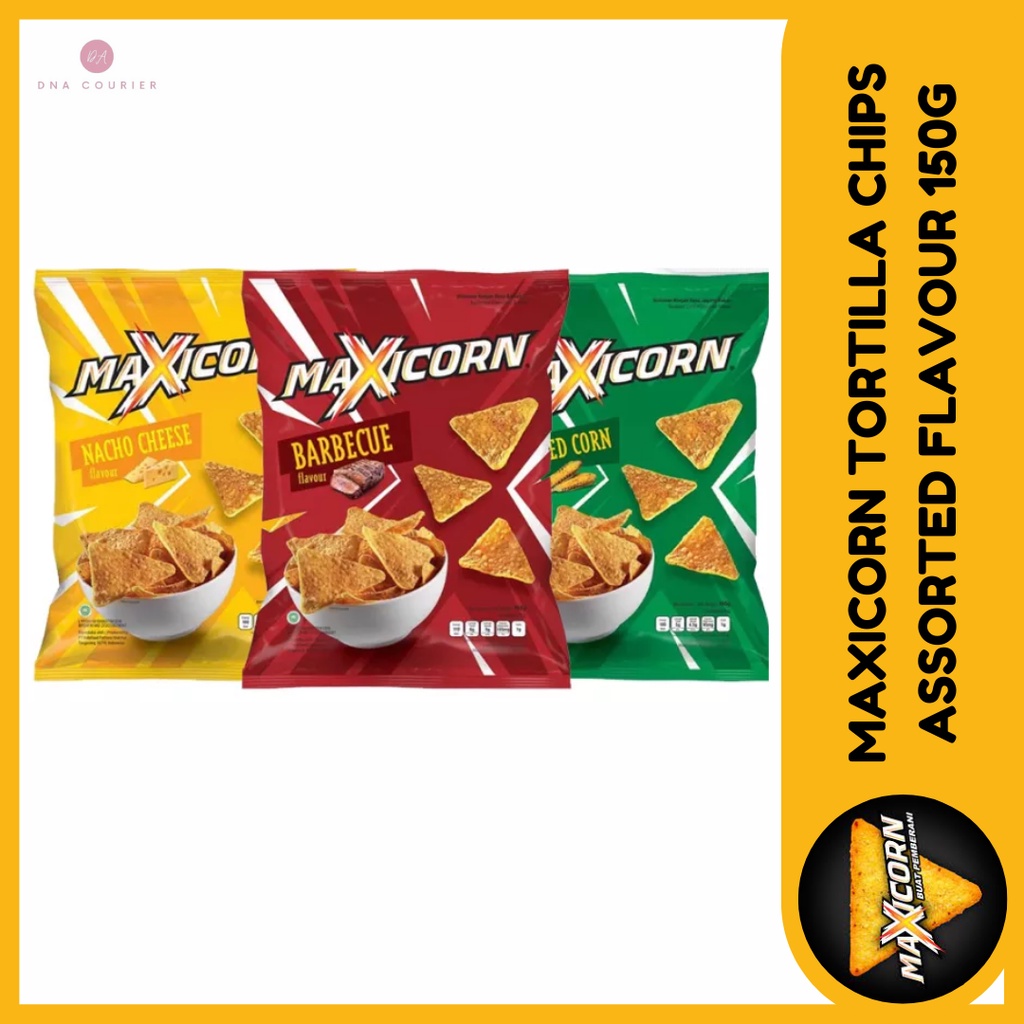 HALAL Maxicorn Tortilla Chips Nacho Cheese / Barbecue Flavour 150G ...