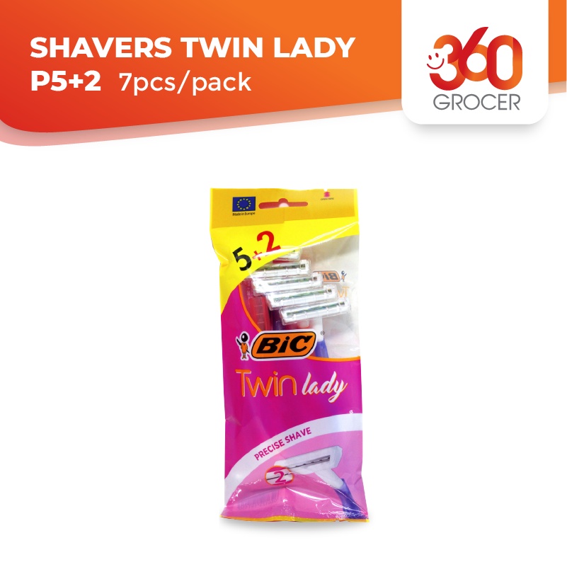 BIC SHAVER TWIN LADY 2 BLADE DISPOSABLE POUCH 5+2 - 1 PACK (7 PCS ...