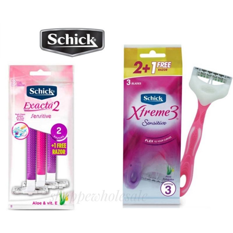 SCHICK Exacta 2 / Extream 3 Sensitive Women Disposable Razor ( 2's Free ...