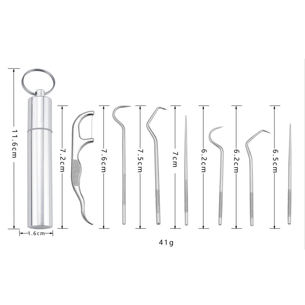 304 Stainless Steel Floss Set Reusable Toothpick Portable Floss Tooth ...