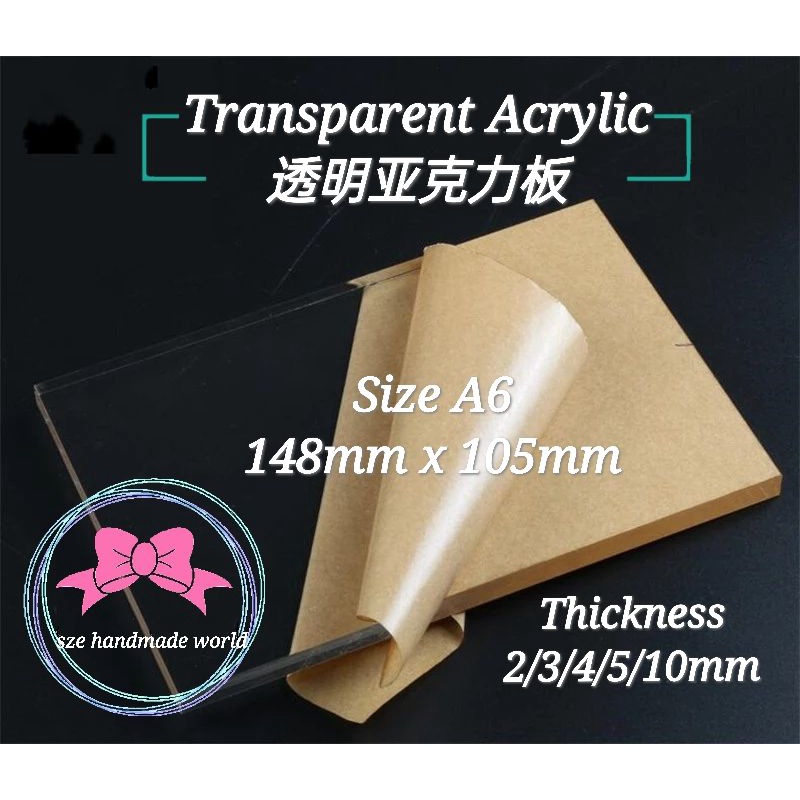 A6 Acrylic sheet 148mm x 105mm ( 2/3/4/5/10mm thick) | Shopee Singapore